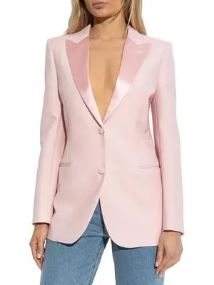 Alexander McQueen Blazer With Satin Lapels - Pink
