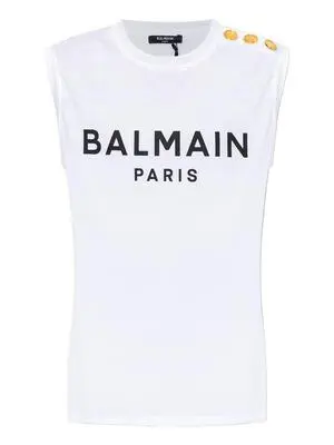Balmain Sleeveless T-shirt With Logo - White
