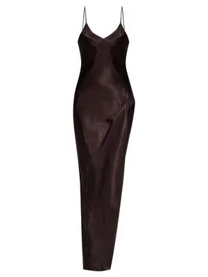 Vetements Long Satin Dress With Slit - Brown