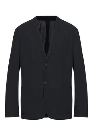 Giorgio Armani Wool Blazer With Notch Lapels - Black