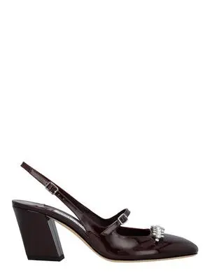 JIMMY CHOO Belinda Heeled Slingbacks - Burgundy