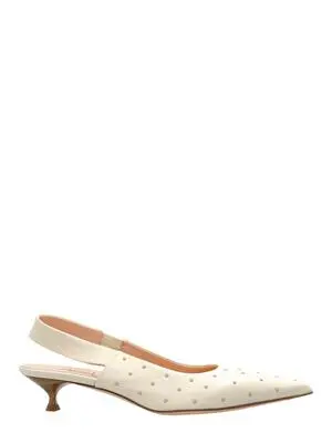 Agl Lenor Leather Kitten Heel Shoes - Cream