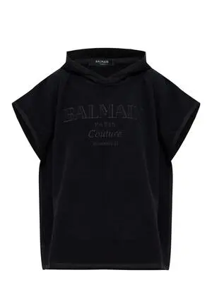 Balmain Cotton Poncho - Black