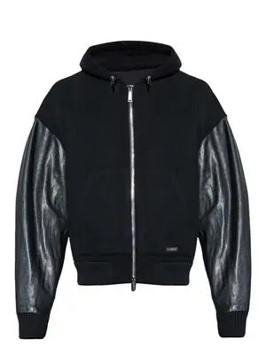 Dsquared2 Wool And Leather Bomber Jacket - Black