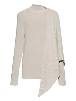 ENTIRE STUDIOS Asymmetrical Merino Wool Turtleneck Sweater - Cream