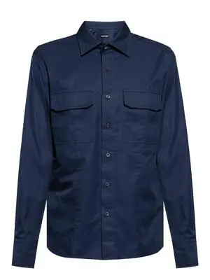 TOM FORD Cotton Shirt With Pockets - Navy Blue