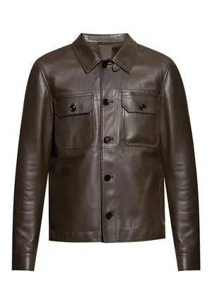 TOM FORD Lambskin Leather Jacket - Brown