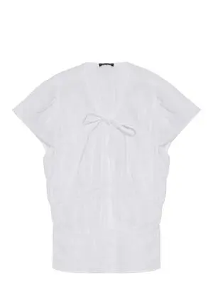 Rag & Bone Ramie V-neck Top With Bow Detail - White