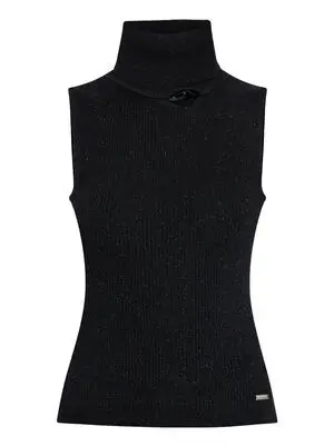 Dsquared2 Ribbed Knit Mock-neck Top - Black