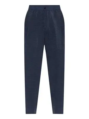 Giorgio Armani Herringbone Patterned Trousers - Navy Blue