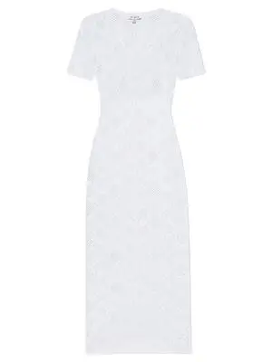 Alaïa Geometric Openwork Knit Midi Dress - White