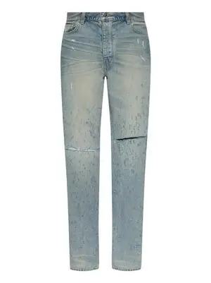 Amiri Straight Leg Jeans With Vintage Effect - Blue