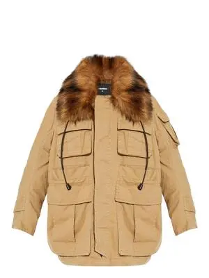 DSQUARED2 Oversized Down Jacket With Fur Collar