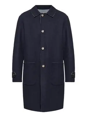 Eleventy Double-sided Wool Coat - Navy Blue