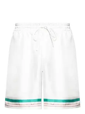 Casablanca Printed Silk Shorts - White
