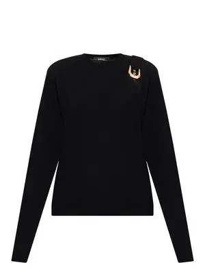 VERSACE Wool Sweater With Gold-Tone Buckle