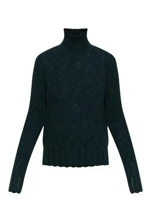 Etro Cashmere Openwork Turtleneck Sweater - Green