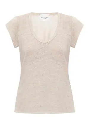 MARANT ETOILE Zankou Linen T-Shirt Cream