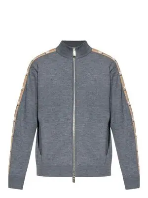 Dsquared2 Wool Cardigan With Logo Tape - Grey