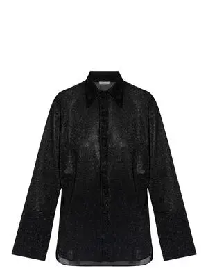Oseree Lurex Thread Shirt - Black