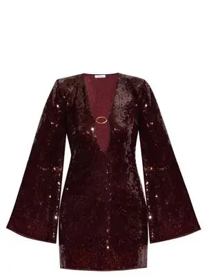 Oseree Sequin Mini Dress - Burgundy