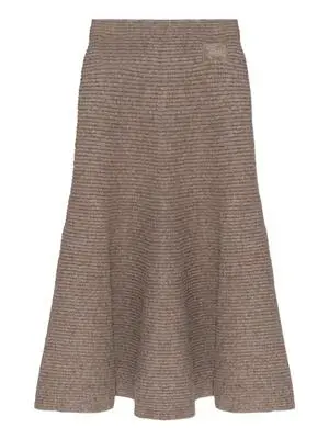 Burberry Asymmetrical Wool Midi Skirt - Beige
