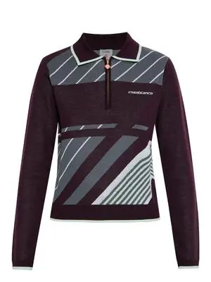 Casablanca Wool Long-sleeve Polo - Burgundy