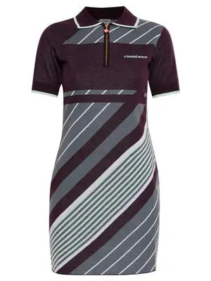 Casablanca Wool Dress With Logo - Burgundy