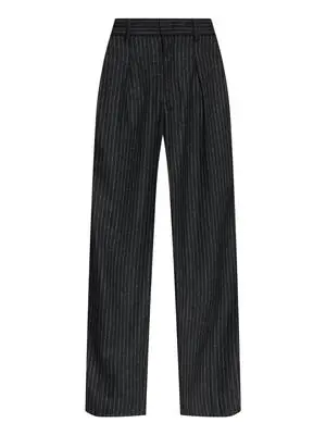 Isabel Marant Lisetta Pinstriped Wool And Cashmere Trousers - Black