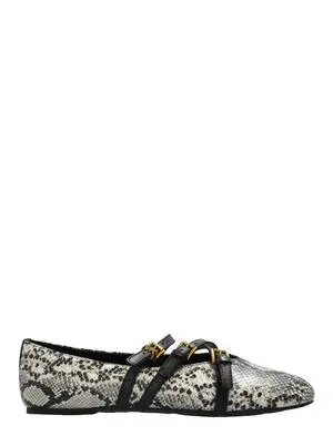 Michael Kors Indy Snakeskin Leather Ballet Flats - Cream