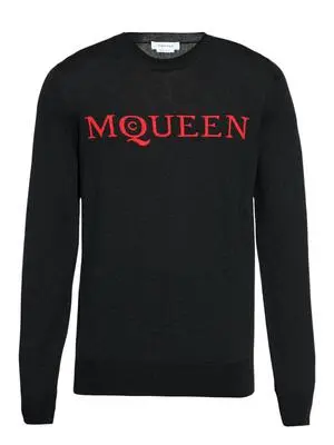 Alexander McQueen Wool Sweater With Logo - Black