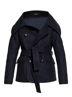 Dsquared2 Double-breasted Wool Coat - Navy Blue