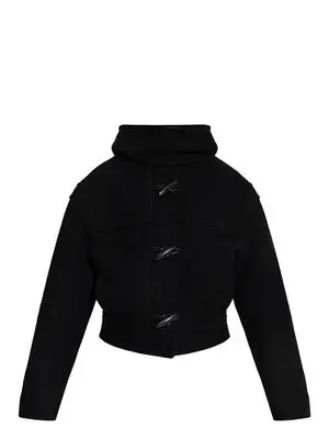 Jacquemus Wool Jacket With Hood And Toggle Fastenings - Black