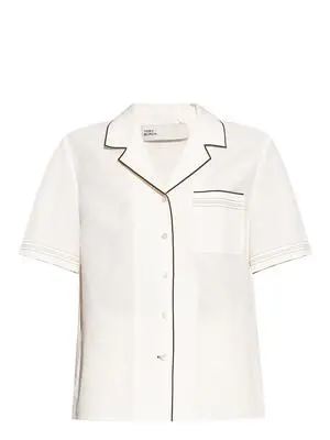 Tory Burch Short-sleeve Shirt With Contrast Trim - Cream