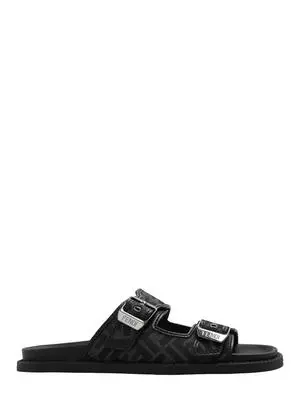 Fendi Monogrammed Slides - Black