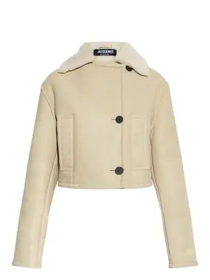 Jacquemus Double-breasted Shearling Coat - Cream
