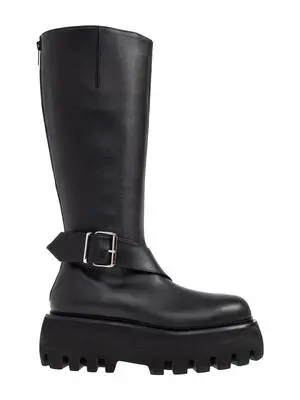 Alexander McQueen Leather Platform Boots - Black