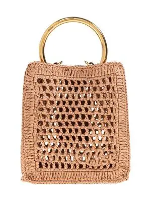 Chloé Handbag With Openwork Weave And Round Metal Handle - Pink