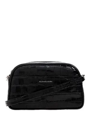 Michael Kors Jet Set Embossed Leather Shoulder Bag - Black