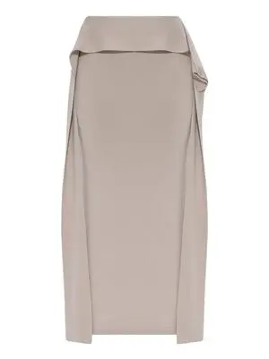 ENTIRE STUDIOS Merino Wool Ribbed Skirt With Draped Waistband - Beige