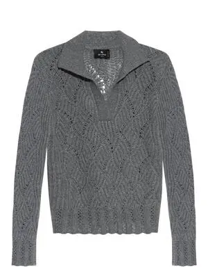 Etro Cashmere Sweater With Collar - Grey