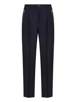 Etro Wool Trousers With Creases - Navy Blue
