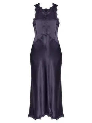 Isabel Marant Jadelia Silk-blend Dress With Lace Detail - Purple