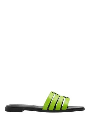 Tory Burch Ines Leather Slides - Neon