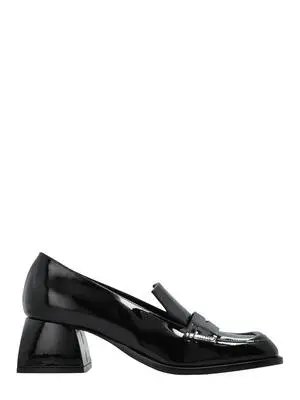 NODALETO Patent Leather Heeled Loafers - Black