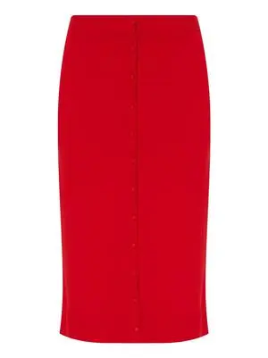 Victoria Beckham Wool Pencil Skirt - Red
