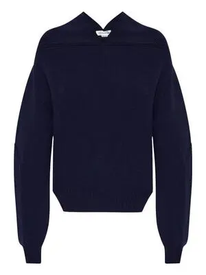 Victoria Beckham Cashmere And Wool Blend Sweater - Navy Blue