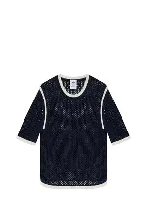 Adidas Originals By Alexander Wang Adidas X Wales Bonner Openwork Knit Top - Navy Blue