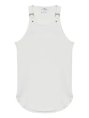 COURREGES Logo Ribbed Tank Top - White