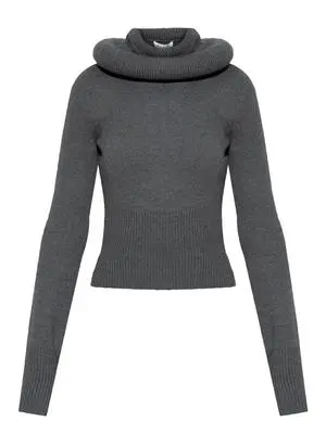 Alaïa Virgin Wool Turtleneck Hoodie - Grey